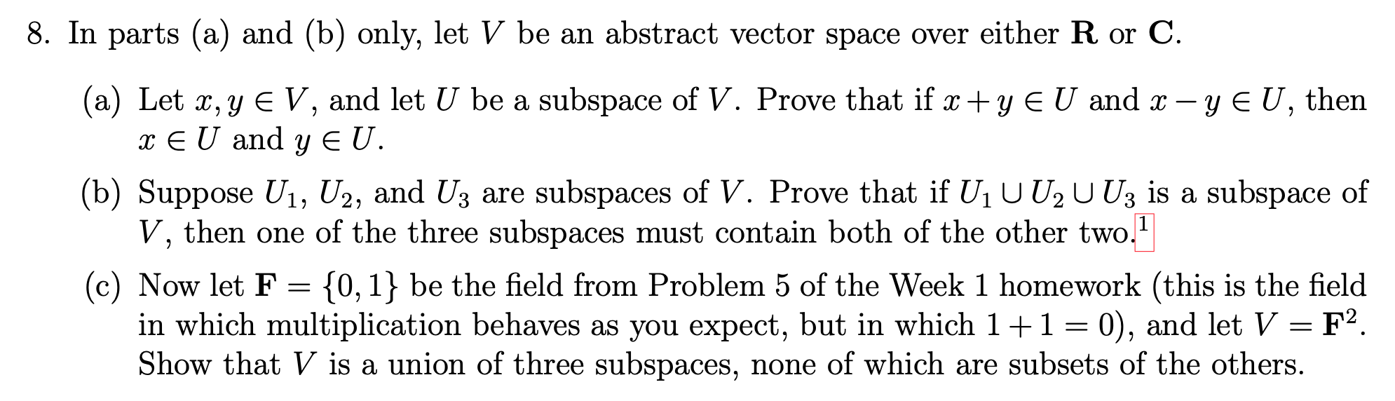 Solved 8. In parts (a) and (b) only, let V be an abstract | Chegg.com