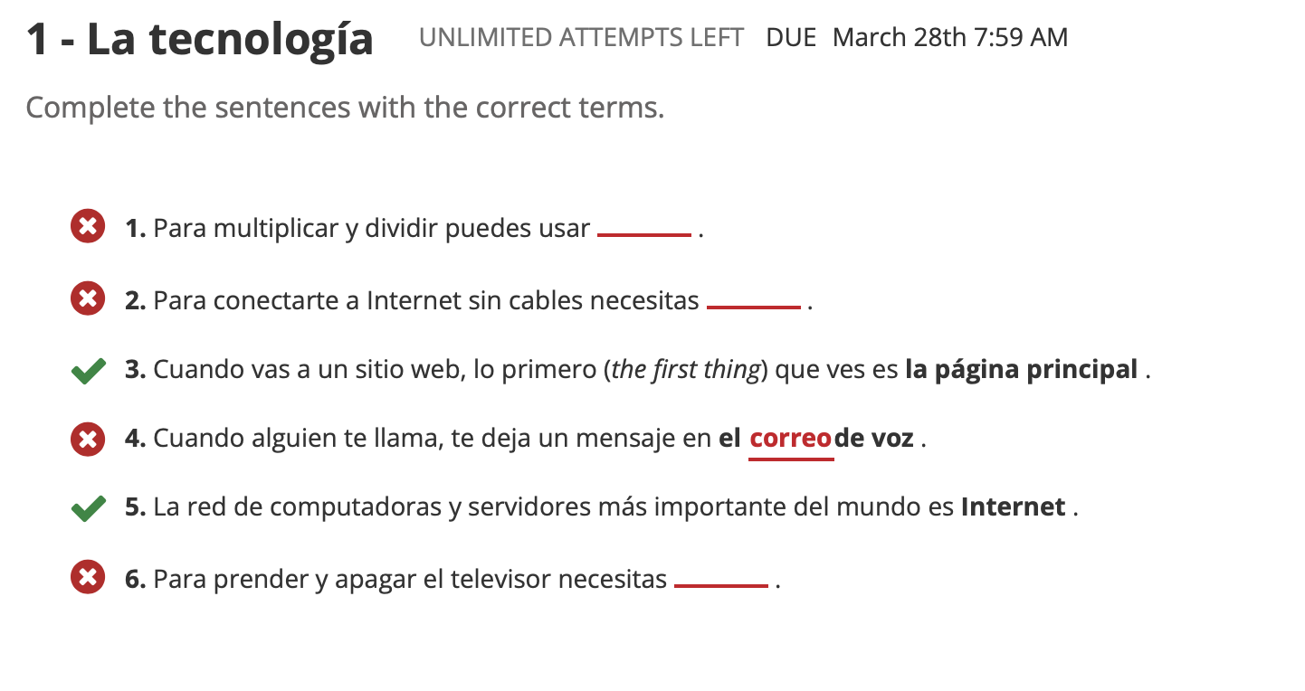 1 - La tecnología UNLIMITED ATTEMPTS LEFT DUE March | Chegg.com