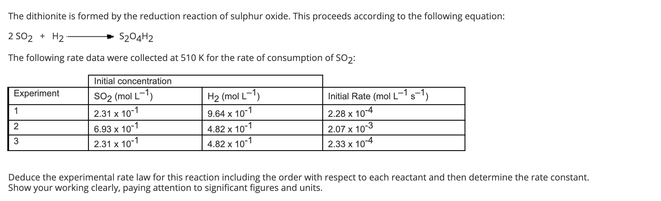 Solved The dithionite is formed by the reduction reaction of | Chegg.com