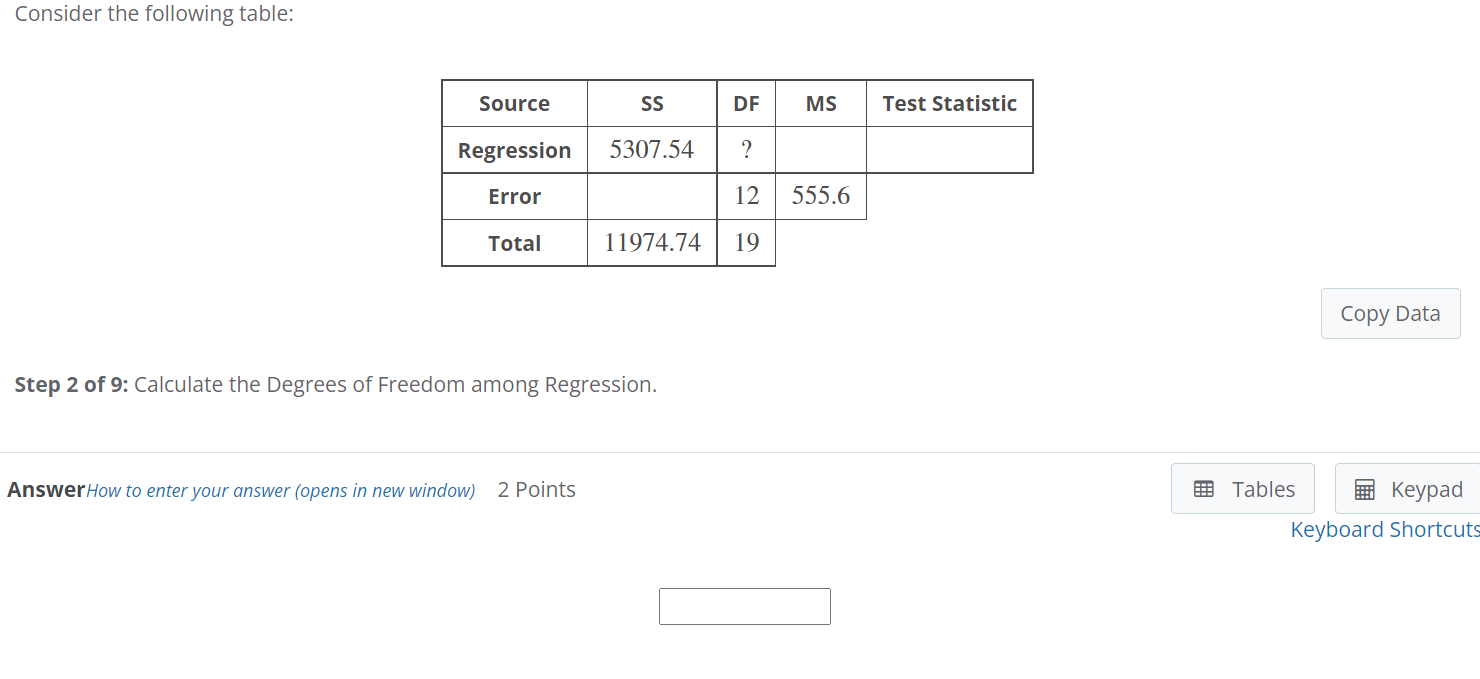 Solved Consider the following table: Source SS DF MS Test | Chegg.com
