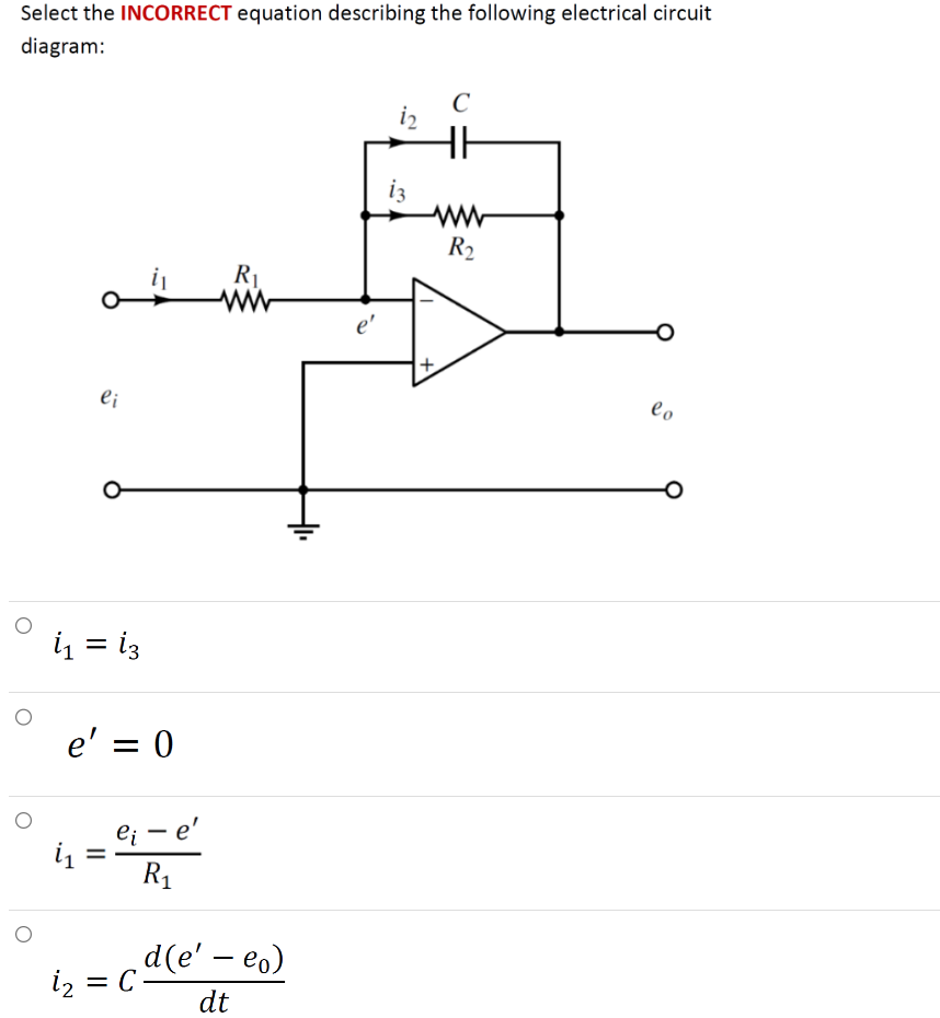Solved Select the INCORRECT equation describing the | Chegg.com
