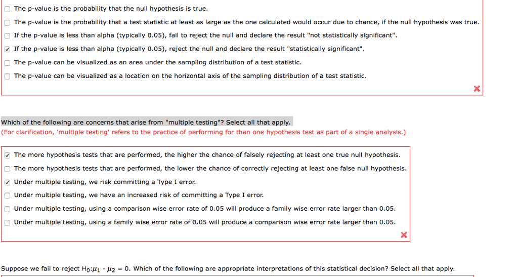 Solved O The p-value is the probability that the null | Chegg.com