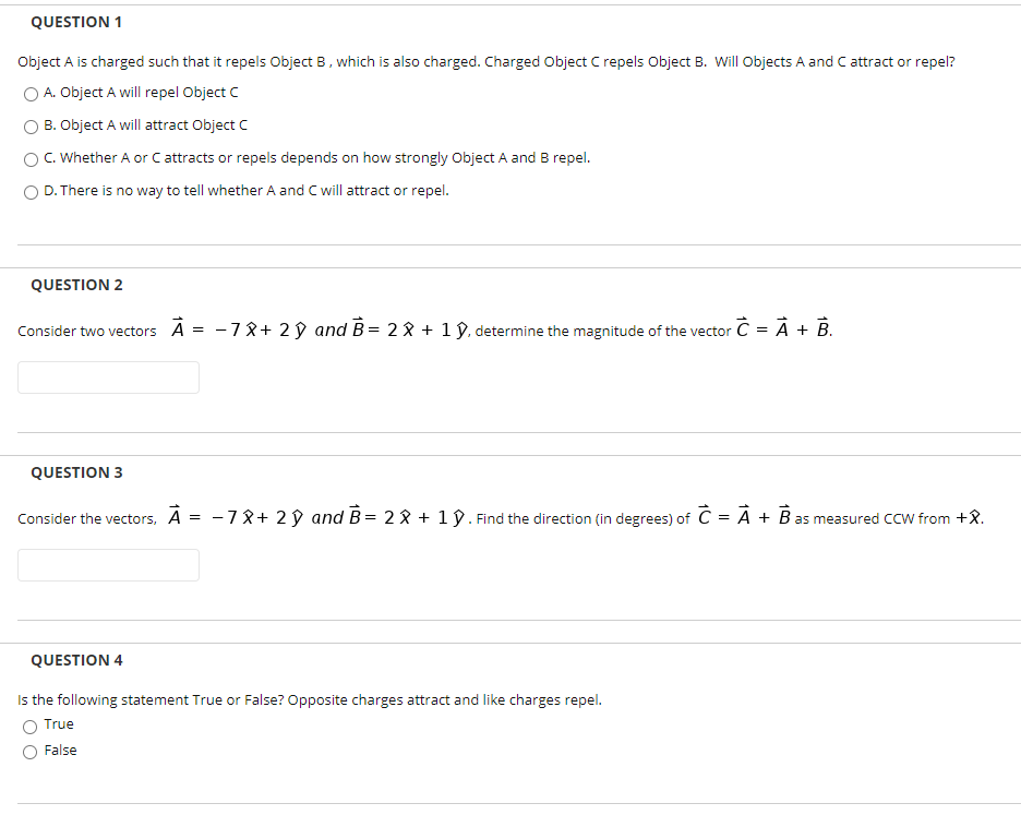 Solved QUESTION 1 Object A is charged such that it repels | Chegg.com