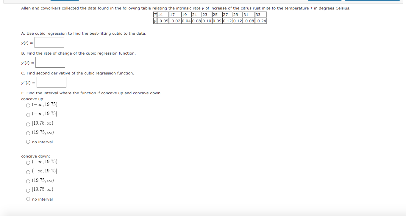 Solved A. Use cubic regression to find the best-fitting | Chegg.com