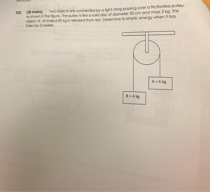 Solved Two objects are connected by a light string passing | Chegg.com