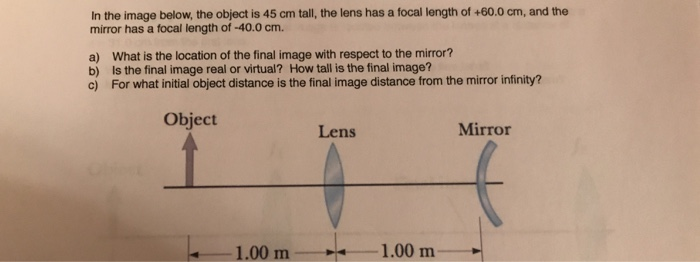 Solved In the image below, the object is 45 cm tall, the | Chegg.com