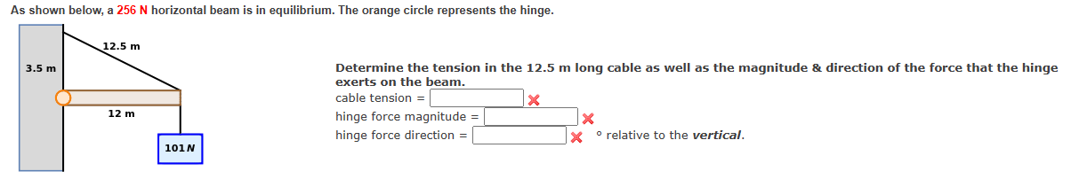 Solved As shown below, a 256N ﻿horizontal beam is in | Chegg.com