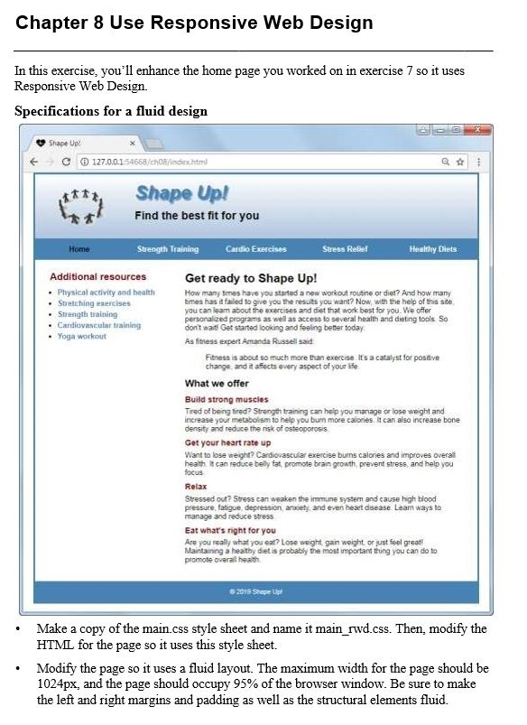 Chapter 8 Use Responsive Web Design In this exercise, | Chegg.com