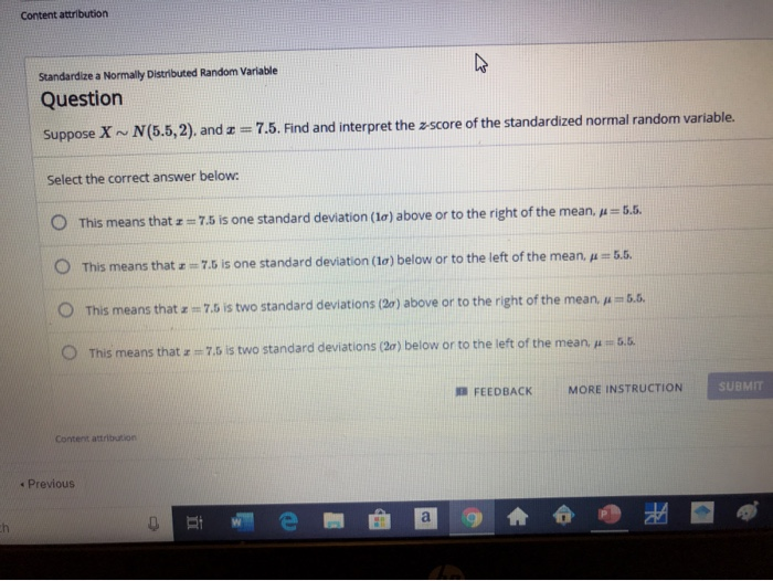 Solved Content attribution Standardize a Normally | Chegg.com