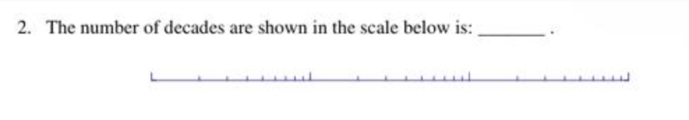 Solved The number of decades are shown in the scale below | Chegg.com