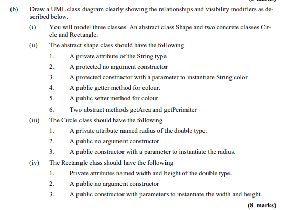 Solved (b) Draw a UML class diagram clearly showing the | Chegg.com