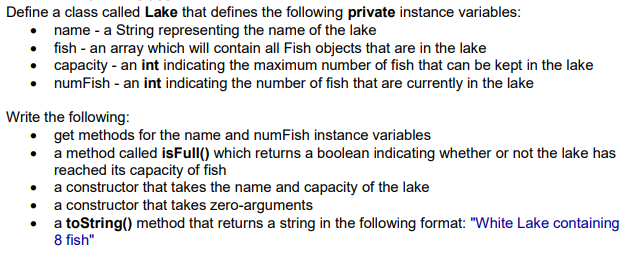 Solved public class Fish { private String species; | Chegg.com