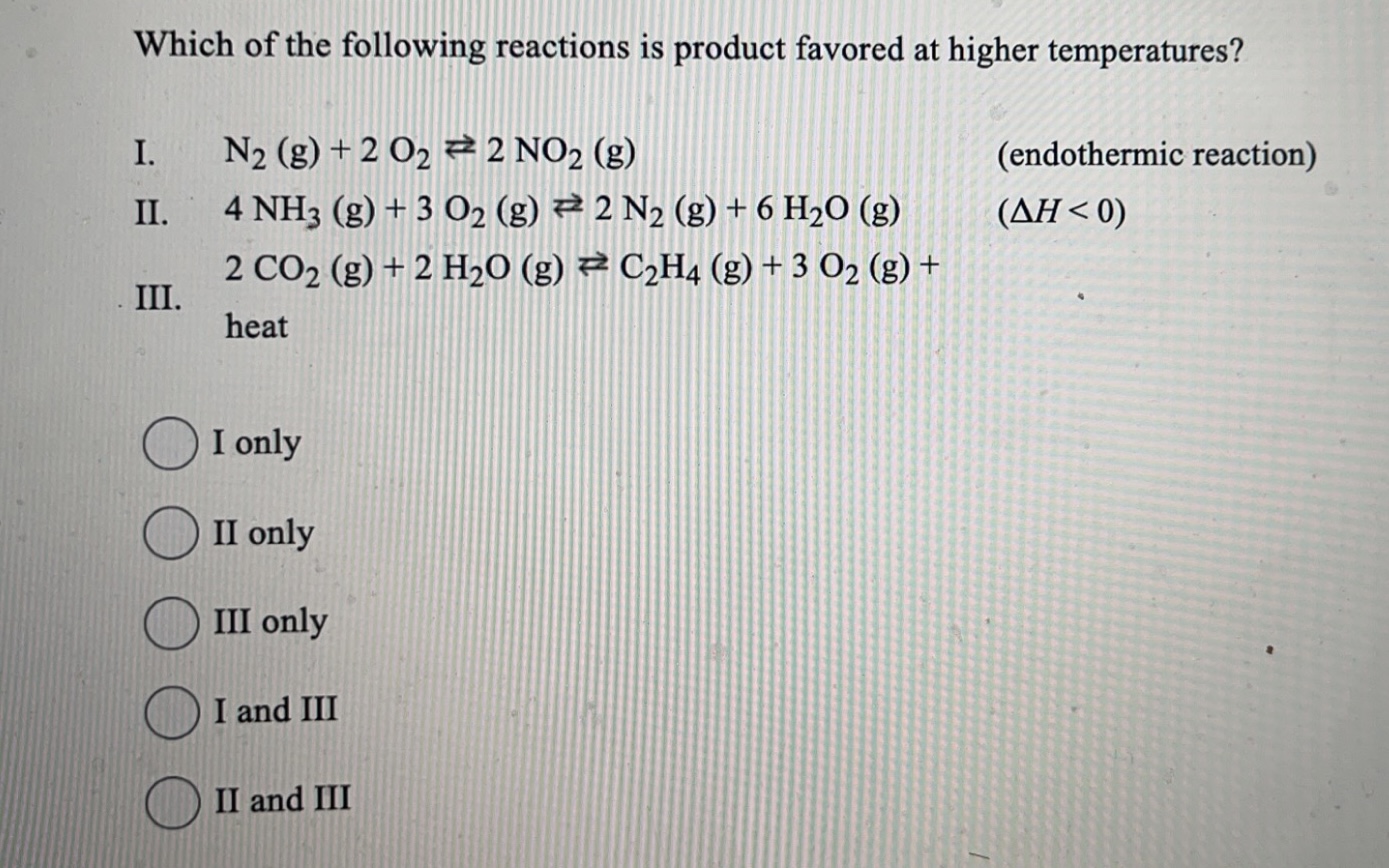 Solved Which of the following reactions is product favored | Chegg.com