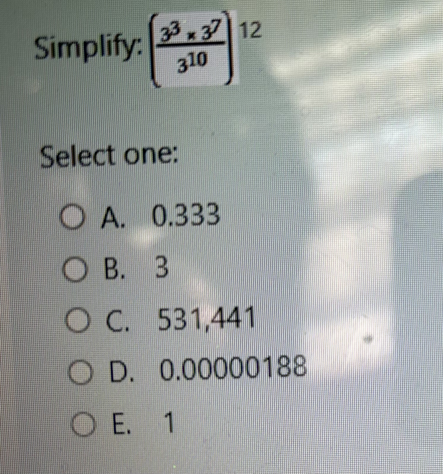 Solved Simplify: (33×37310)12Select | Chegg.com