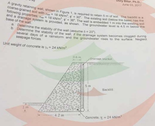 Solved Dory Bitar, Ph.D June 03, 2017 gravity retaining | Chegg.com