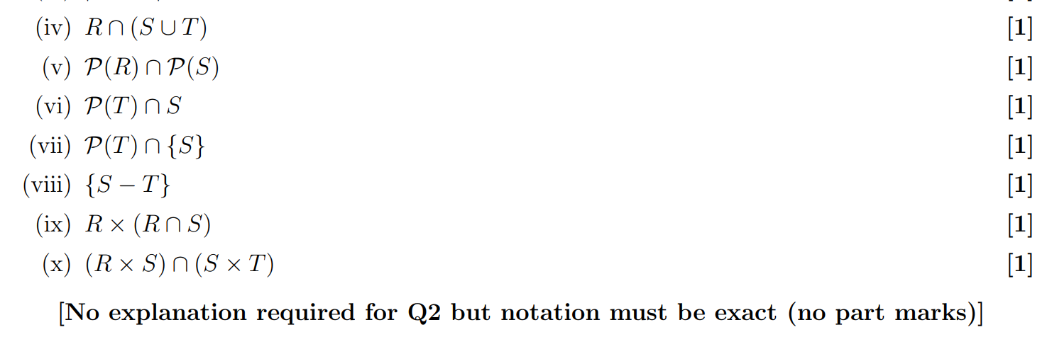 Solved (2) Let R, S and T be sets defined as follows. R = | Chegg.com