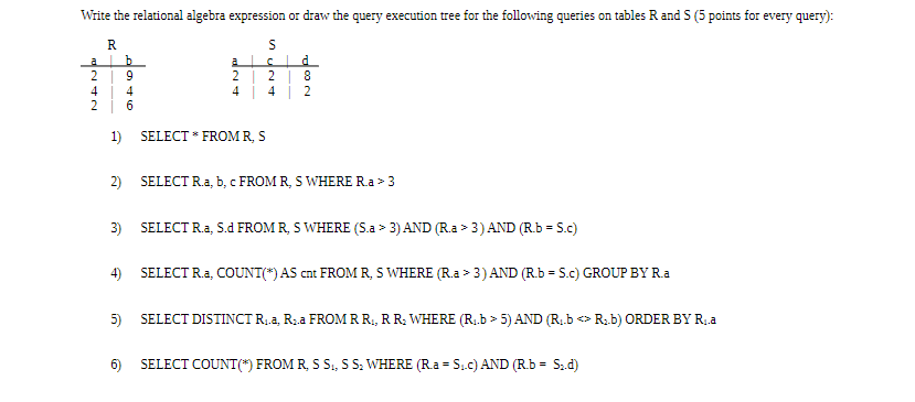 Solved Write the relational algebra expression or draw the | Chegg.com Solved Write the relational algebra expression or draw the | Chegg.com