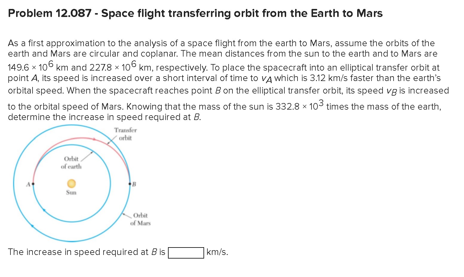 Solved Problem 12.087 - Space flight transferring orbit from | Chegg.com