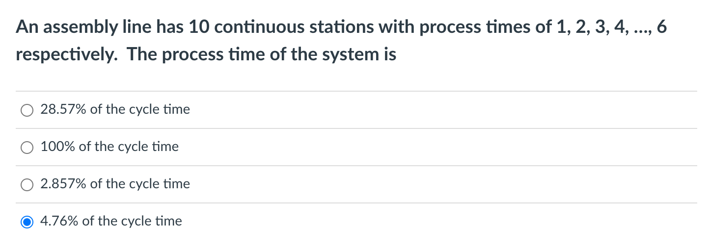 Solved An assembly line has 10 continuous stations with | Chegg.com