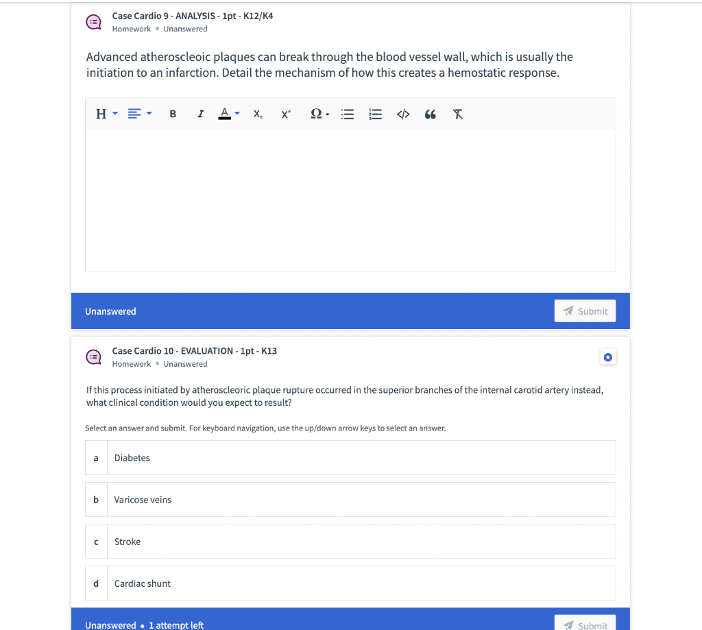 Solved Advanced atheroscleoic plaques can break through the | Chegg.com