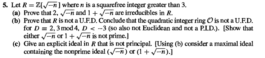 Solved 5. Let R=Z[ n] where n is a squarefree integer | Chegg.com