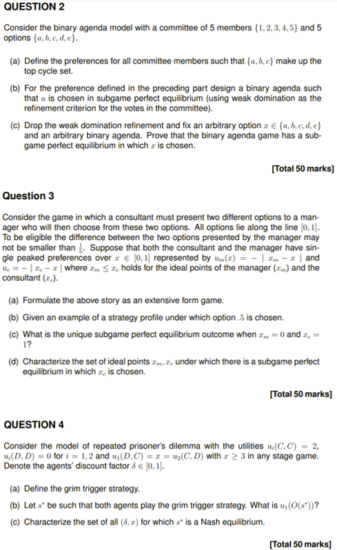 This is for and Advanced Game theory module at | Chegg.com