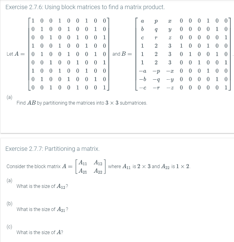 Solved Exercise 276 Using Block Matrices To Find A Matrix