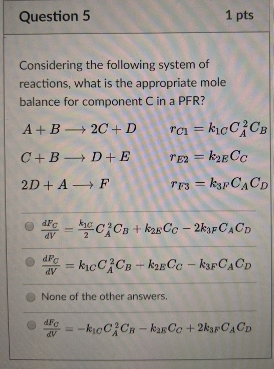 Solved Question 5 1 pts Considering the following system of | Chegg.com