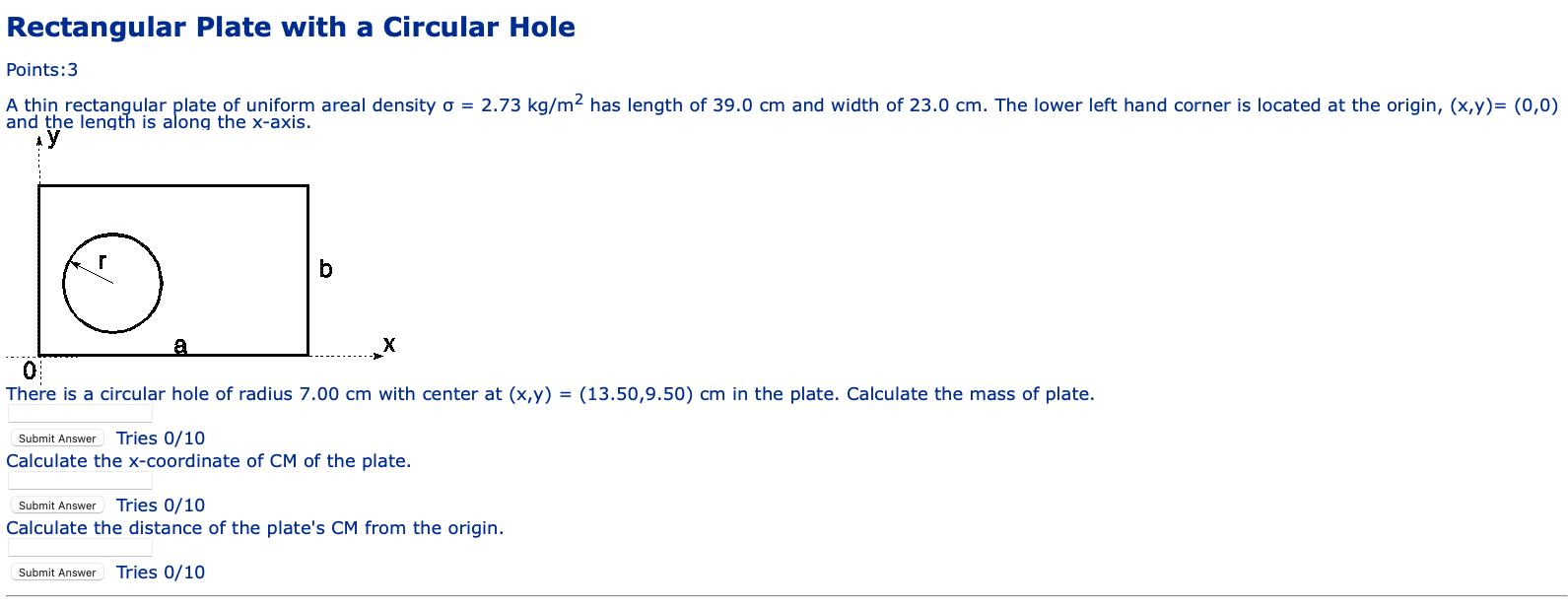 Solved Rectangular Plate with a Circular Hole Points:3 A | Chegg.com