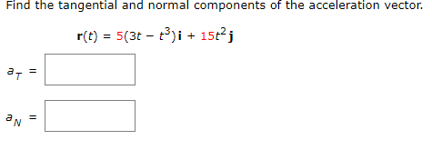 Solved Find the tangential and normal components of the | Chegg.com