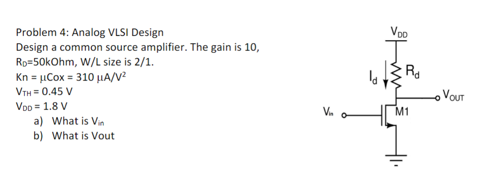 Solved Problem 4: Analog VLSI Design Design a common source | Chegg.com
