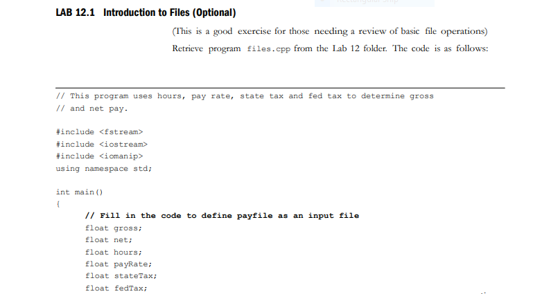 Solved LAB 12.1 Introduction to Files (Optional) (This is a | Chegg.com