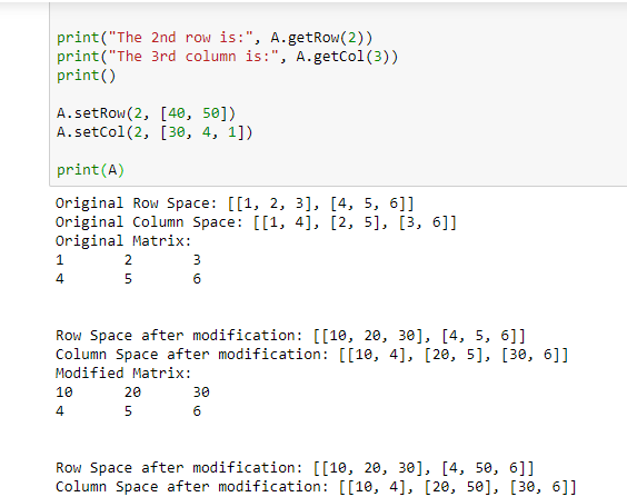 Python Language Implement A Class Matrix That
