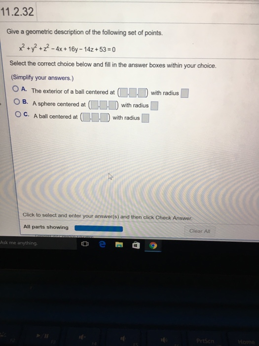 Solved Give a geometric description of the following set of | Chegg.com