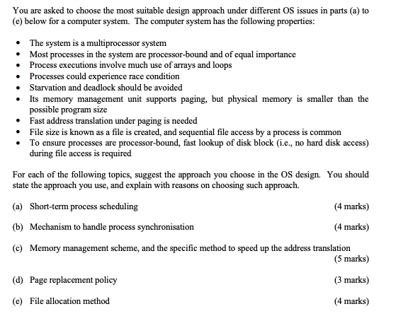 Solved OPERATING SYSTEMS Questions Can you please help me | Chegg.com
