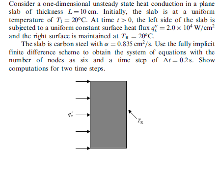 Solved Consider a one-dimensional unsteady state heat | Chegg.com