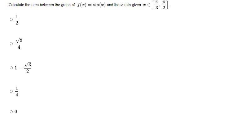 Solved Calculate the area between the graph of f(x)=sin(x) | Chegg.com