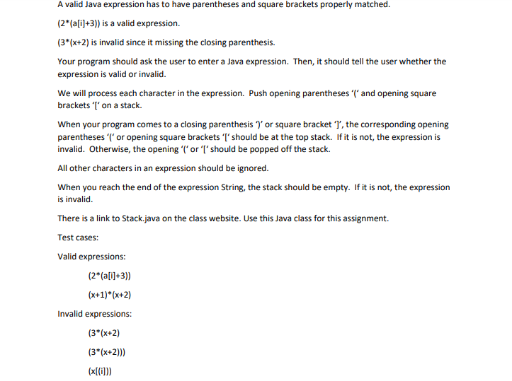 Solved A valid Java expression has to have parentheses and | Chegg.com