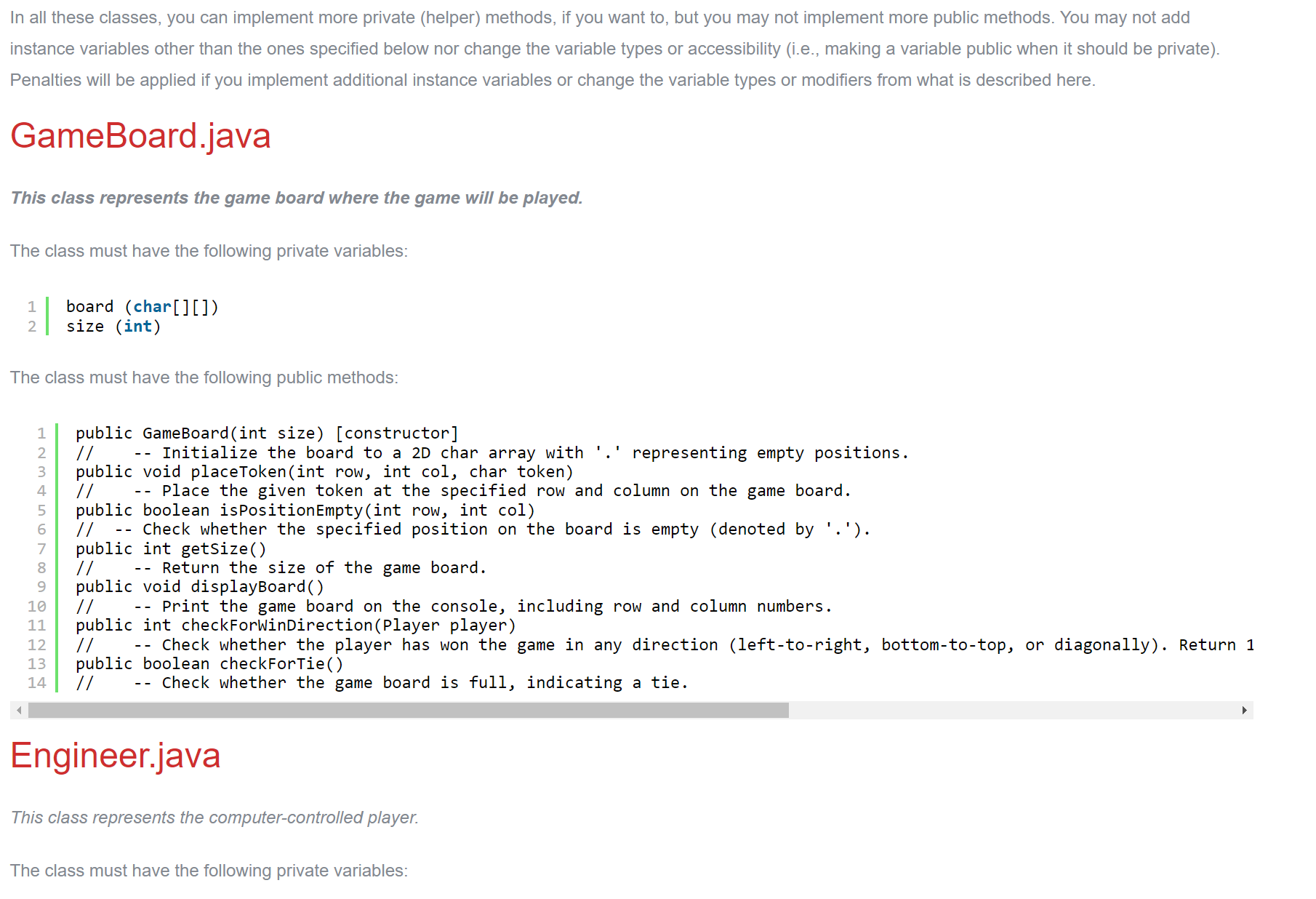 Solved Fill out what is required from the engineer.java | Chegg.com