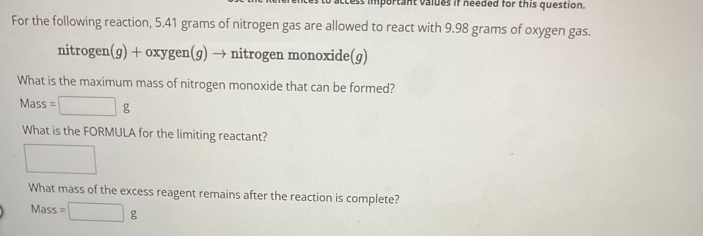 Solved For the following reaction, 5.41 ﻿grams of nitrogen | Chegg.com