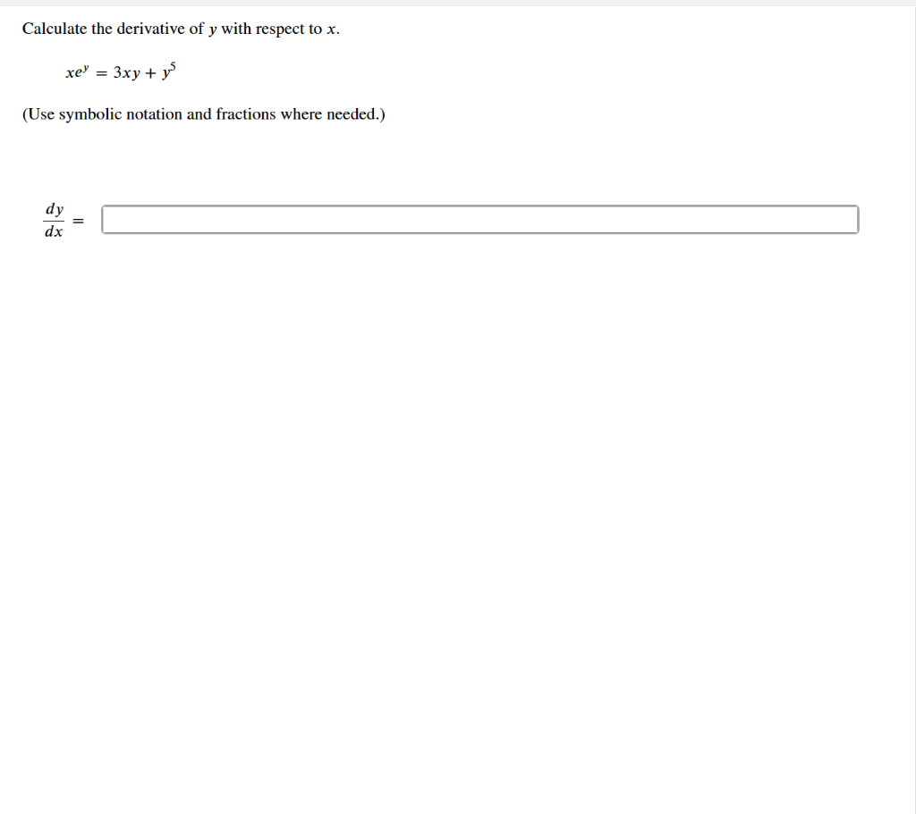 Solved Calculate the derivative of y with respect to x. | Chegg.com