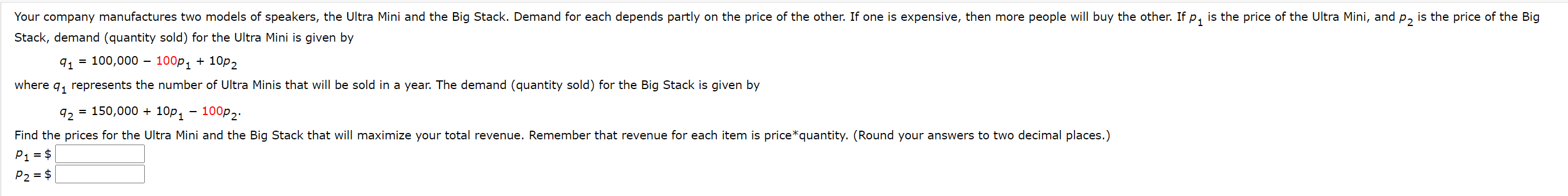 Solved Your company manufactures two models of speakers, the | Chegg.com