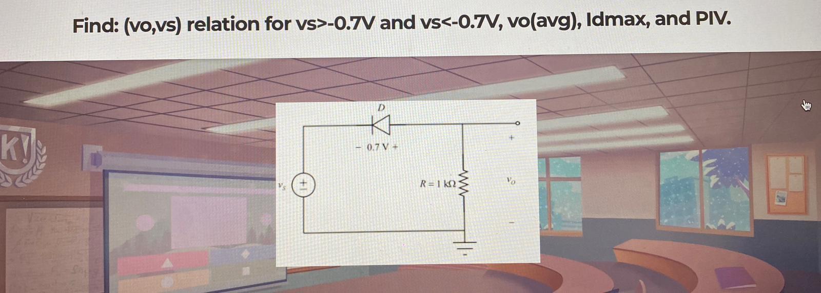 Solved Find: (vo,vs) relation for vs>-0.7V and vs