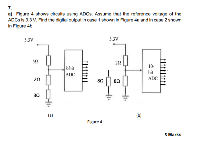Solved 7. a) Figure 4 shows circuits using ADCs. Assume that | Chegg.com