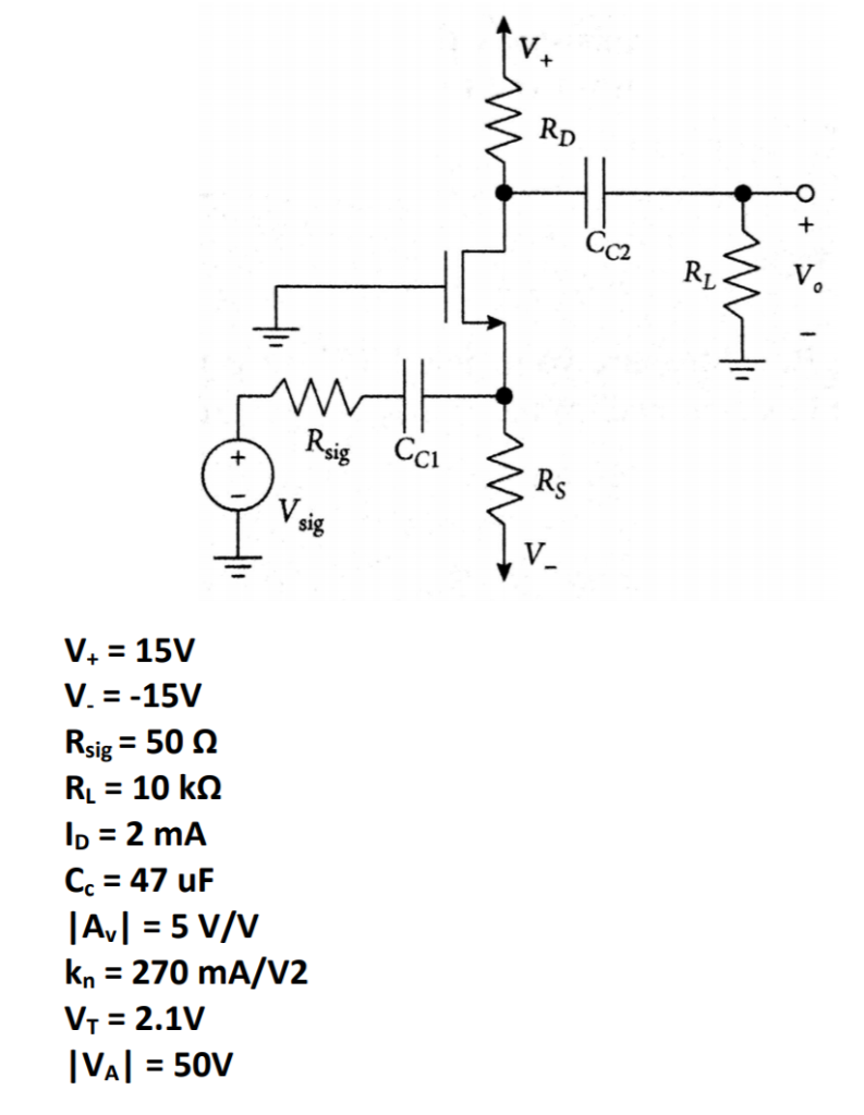 Solved 1) Solve for the source resistance (Rs) 2) Solve for | Chegg.com