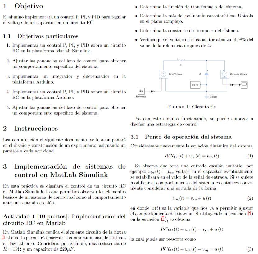 1 Objetivo El alumno implementaraˊ un control P, PI, | Chegg.com