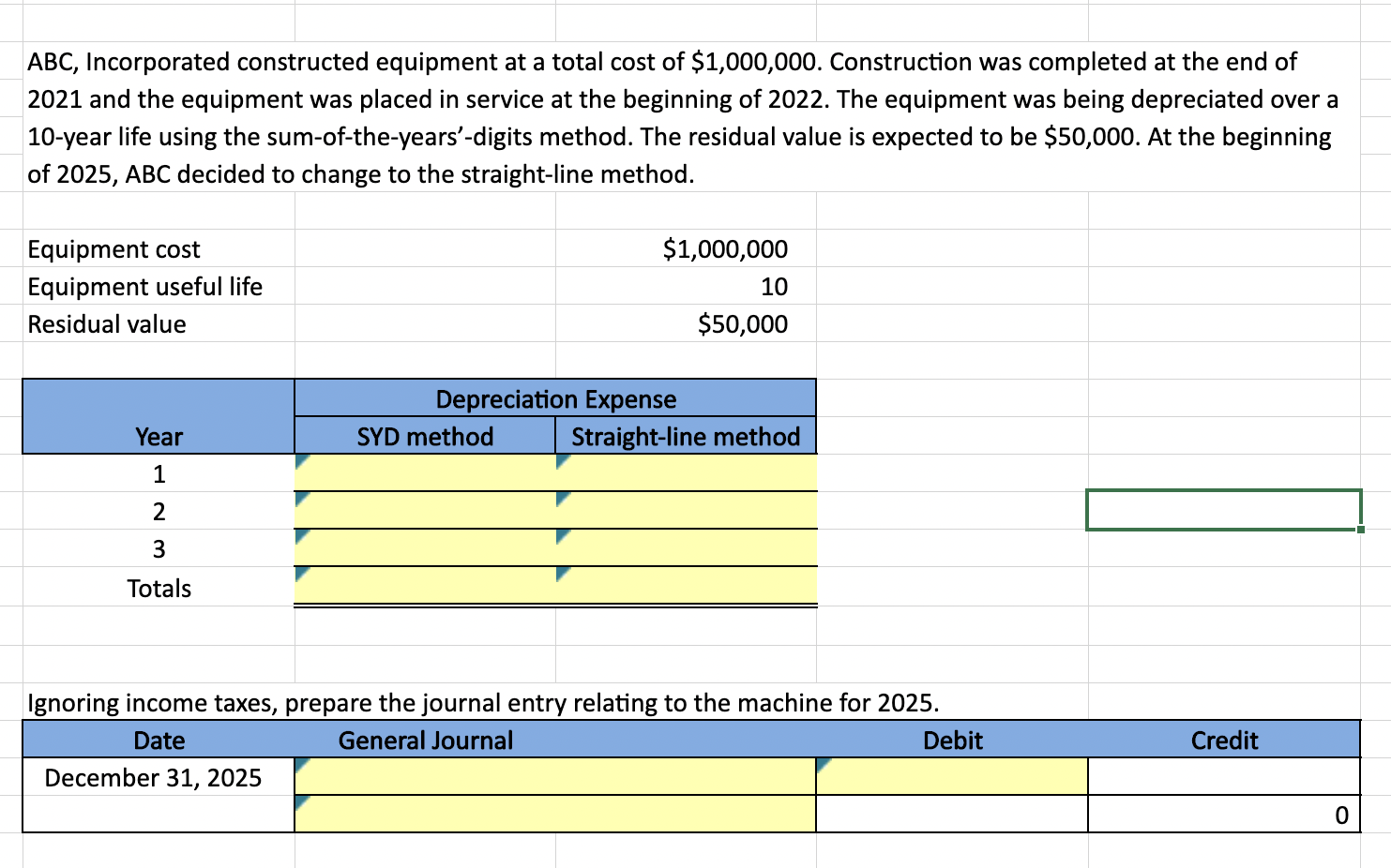 ABC, Incorporated constructed equipment at a total | Chegg.com