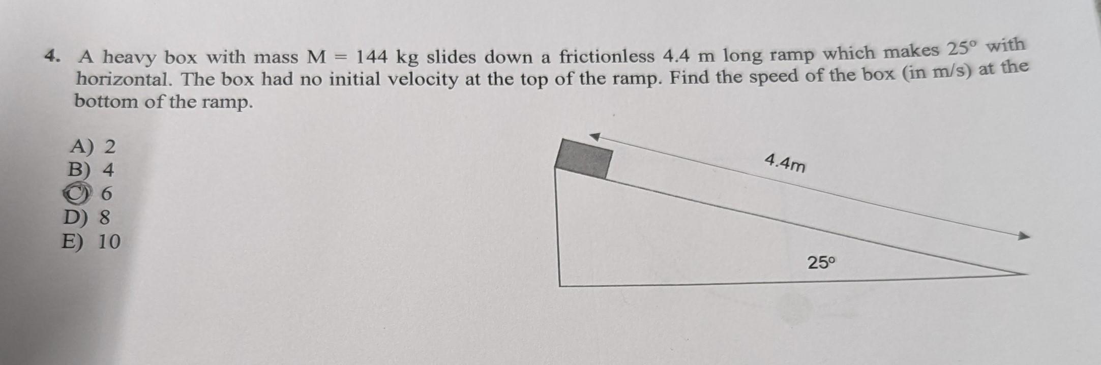 Solved 4. A heavy box with mass M=144 kg slides down a | Chegg.com