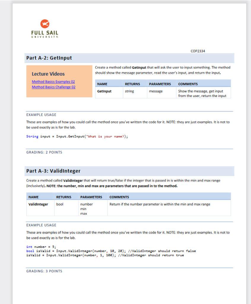 Solved Create a method called Getinput that will ask the | Chegg.com Solved Create a method called Getinput that will ask the | Chegg.com