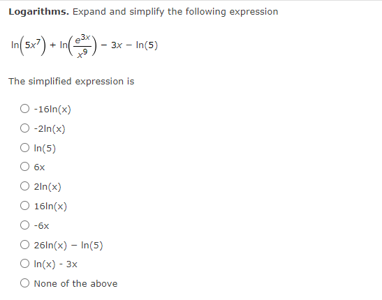 Solved Logarithms. Expand and simplify the following | Chegg.com